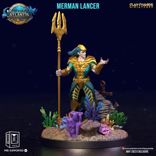 Merman Lancer Miniature Dnd 5e - Etsy