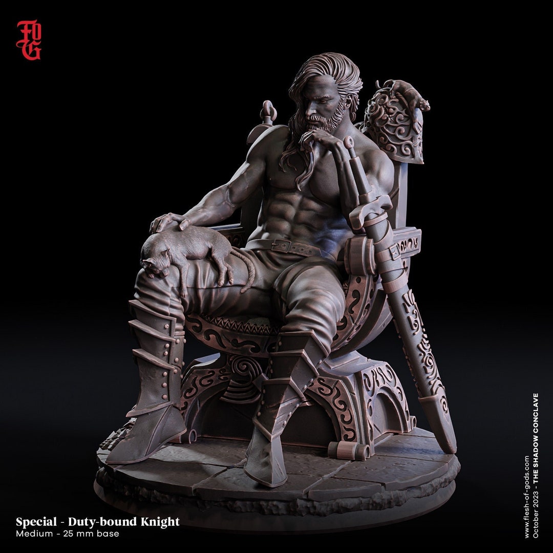 Duty-bound Dnd Knight Miniature Human Knight Sitting | 32mm Scale 32mm ...