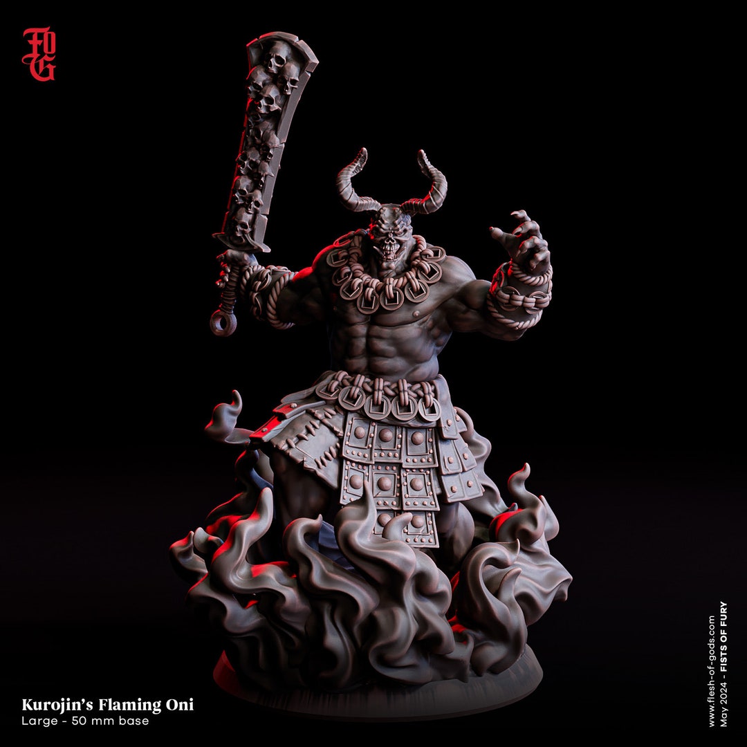 Dnd Flaming Oni Monster Miniature Japanese Monster Enslaved Oni | 32mm ...