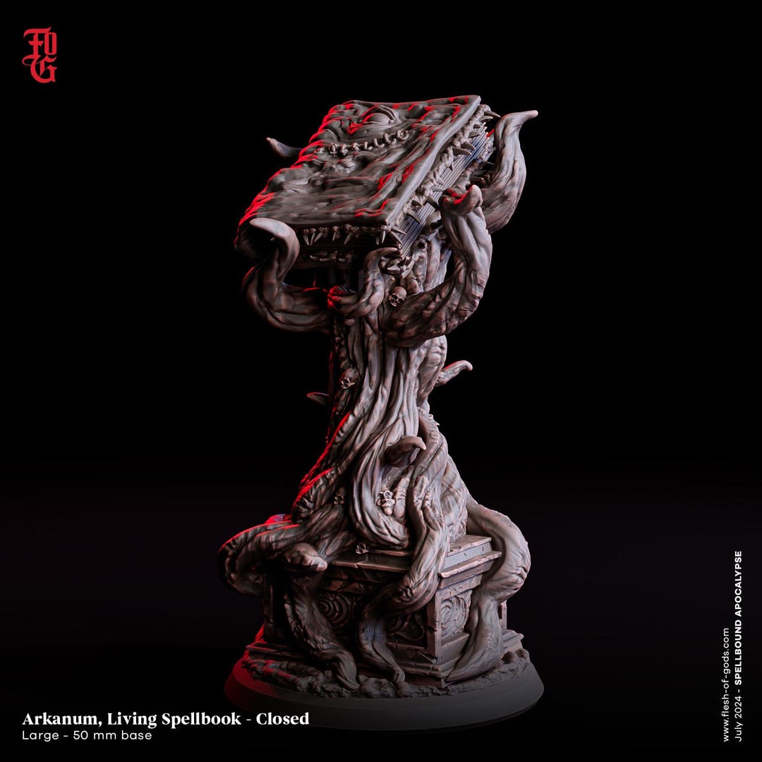 Arkanum Living Spellbook Miniature Construct Book Tome Spell Book 32mm ...