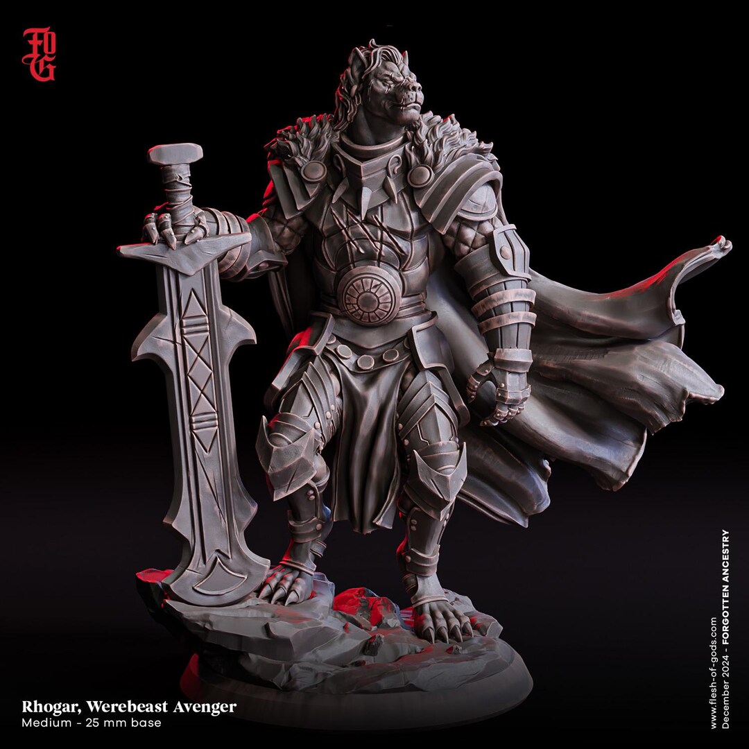 Werebeast Avenger Miniature Hybrid Fighter Figurine Warrior Leonin ...