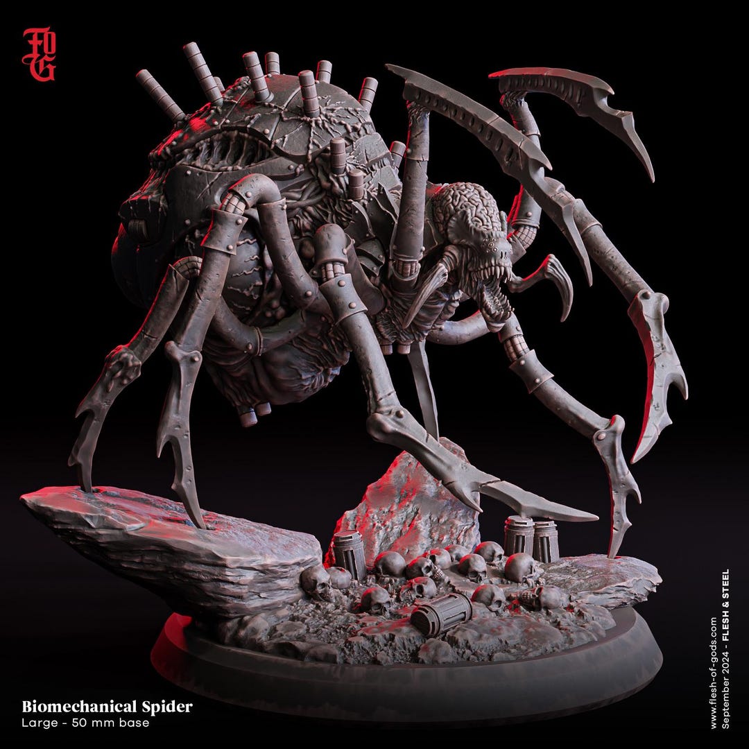 Biomechanical Spider Monster Miniature Arachnid Figurine Steampunk 32mm ...