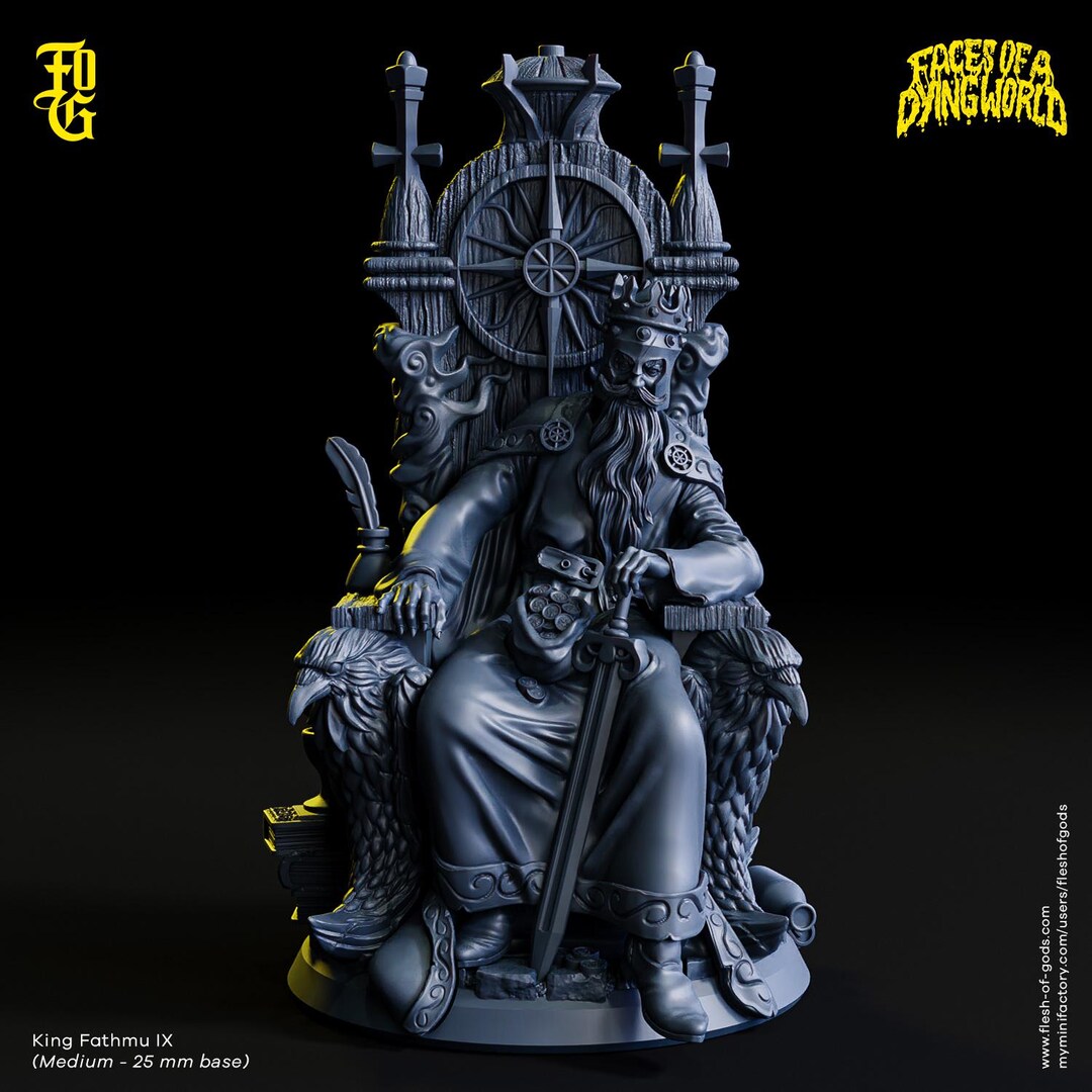 MÖRK BORG Human King Miniature on Throne Royal Figurine NPC for Mork ...