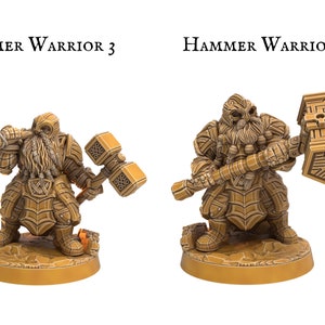 Dwarf Warrior Miniature Armored Hammer Dragons Forge 28mm Scale Dnd Miniature Dungeons and ...
