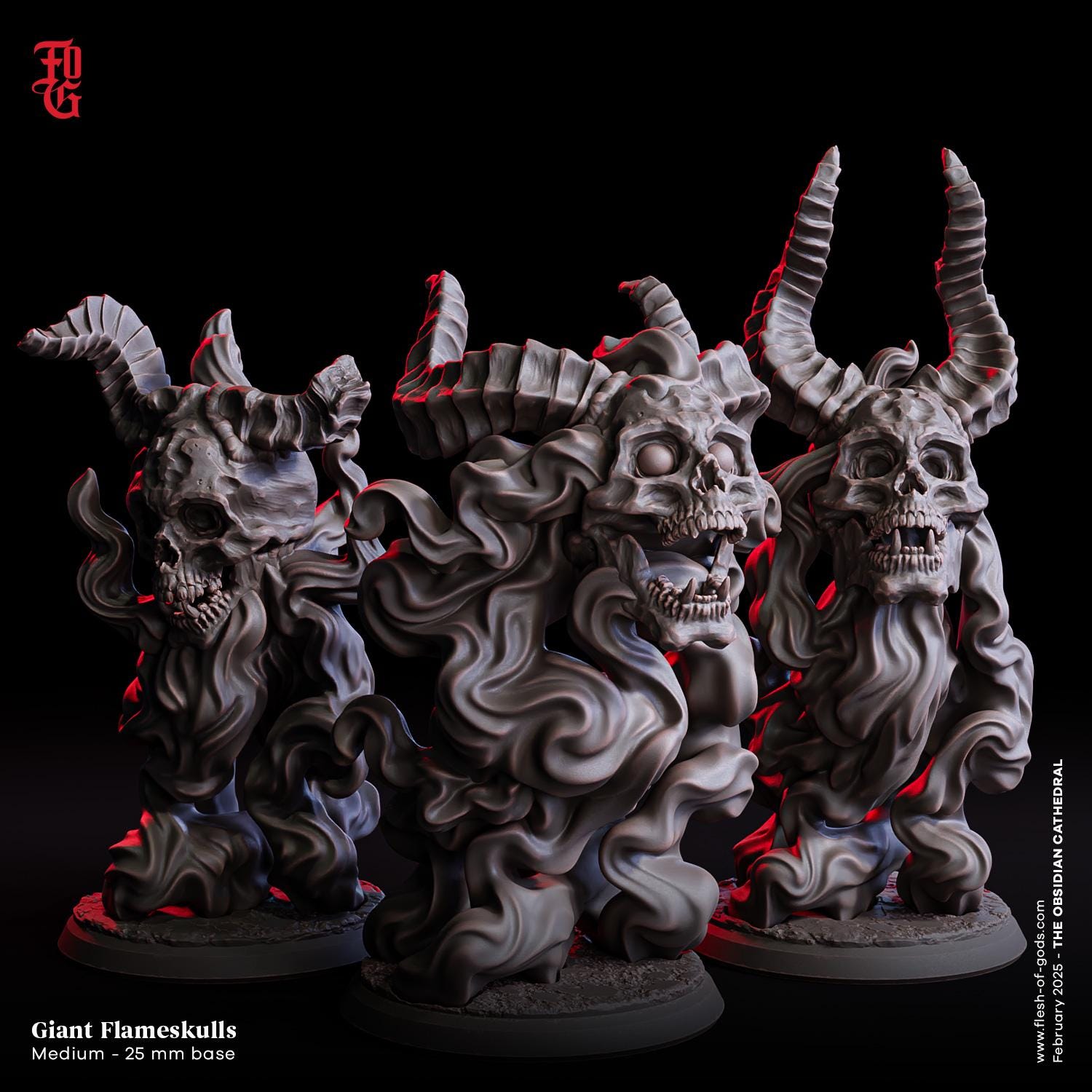 Giant Flameskull Monster Miniature Undead Souls Skull Skeleton Figure ...