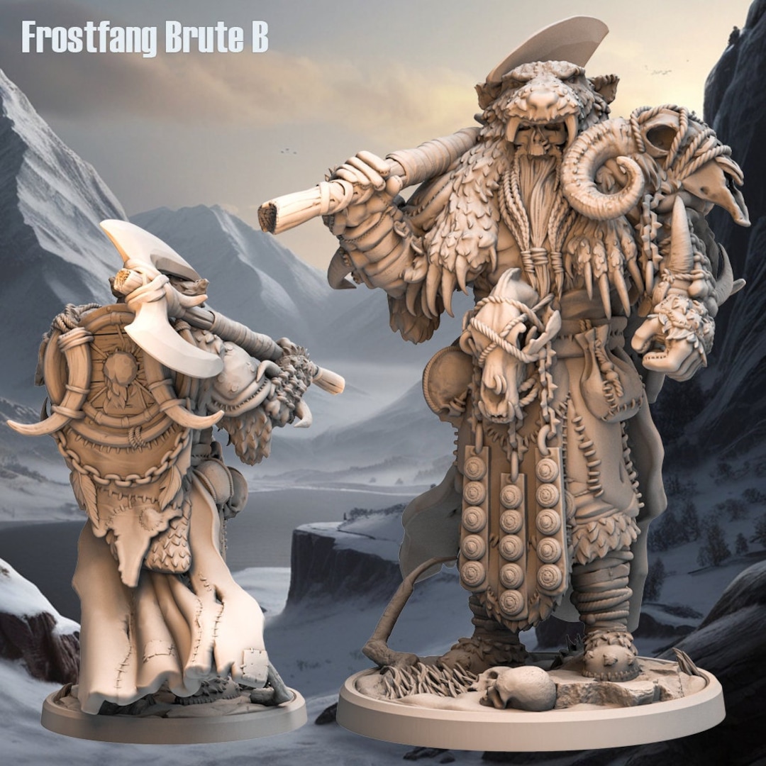 Snow Axe Brute Miniature Monster Miniature 32mm Scale Tabletop Gaming ...
