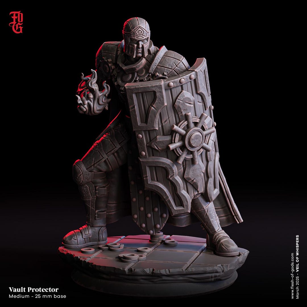Vault Protector Miniature Human Knight Fighter Figurine | 32mm Scale or ...