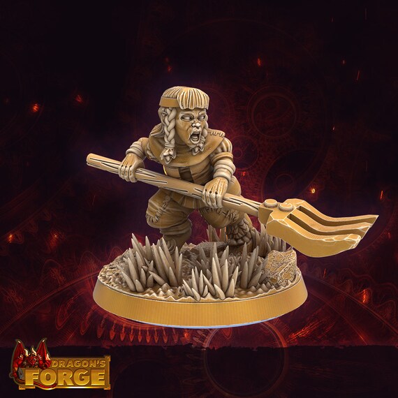 Female Halfling Miniature With Pitchfork 9 Poses 32mm | Etsy