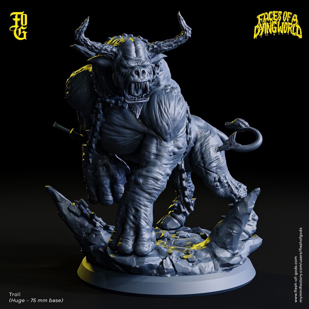 Troll Monster Miniature Tauren Bull Beast Figurine for Mork Borg | 32mm ...
