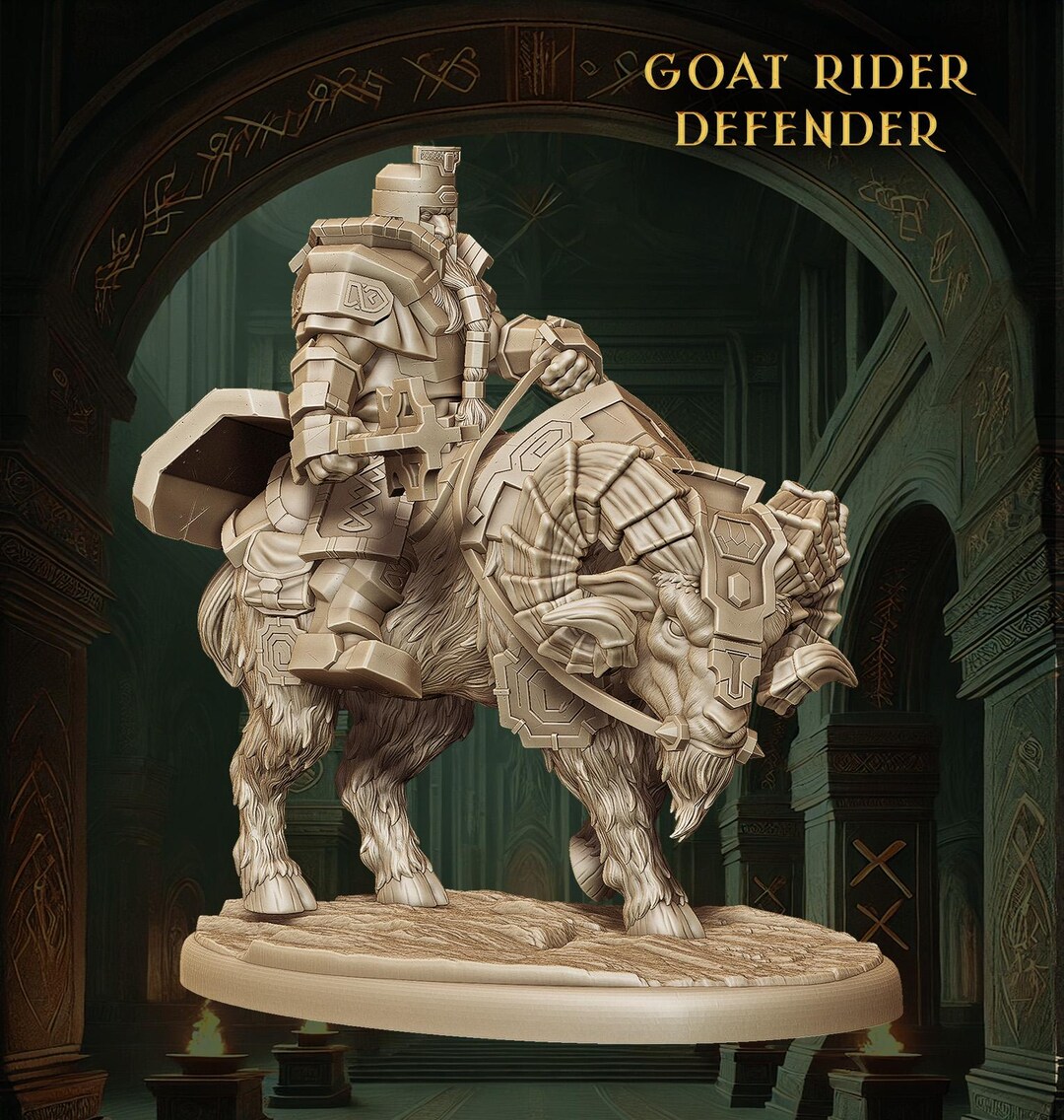 Dwarf Defender Goat Rider Miniature Dwarf Army Figurine Warrior ...