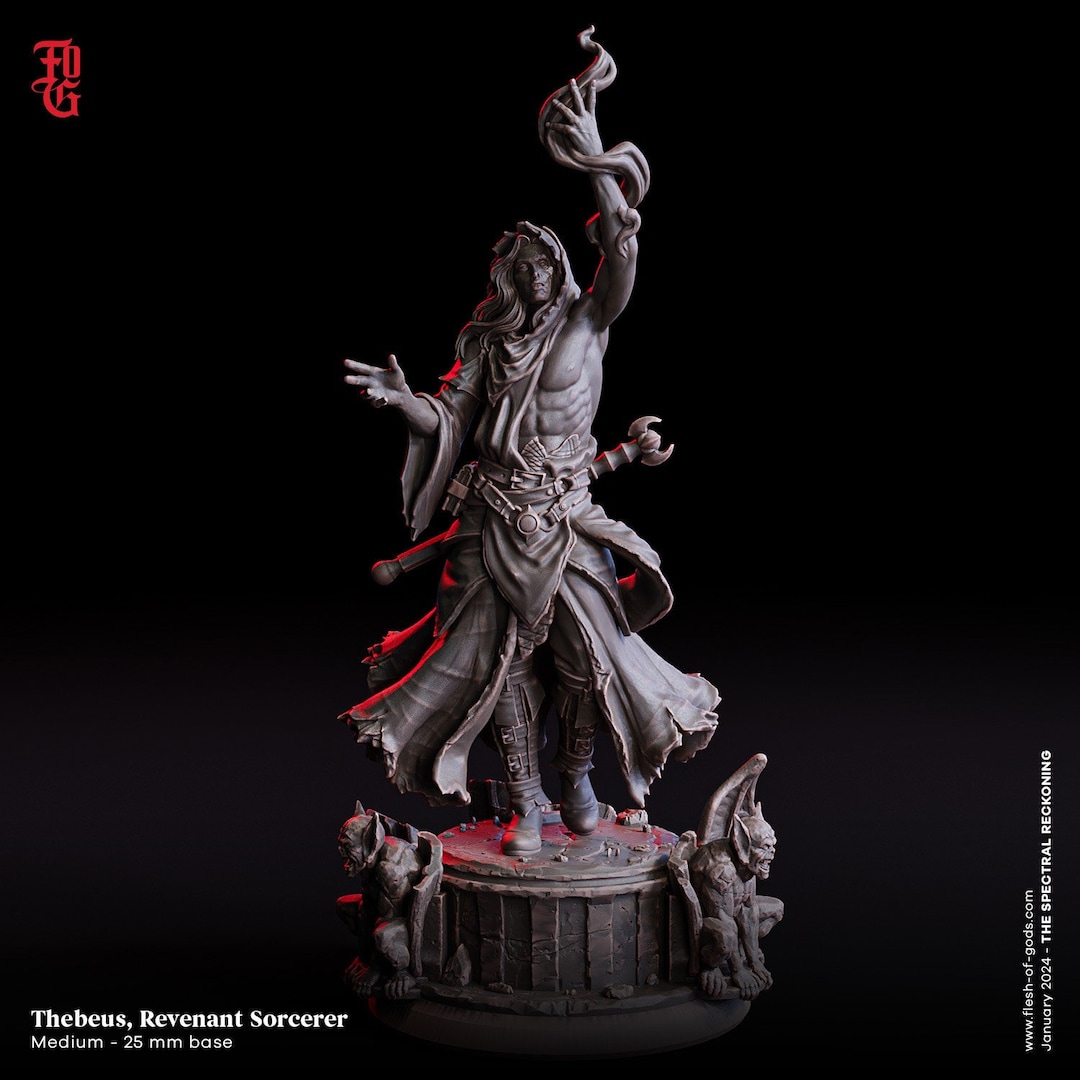 Dnd Revenant Sorcerer Miniature Wizard Miniature | 32mm 75mm and Bust ...