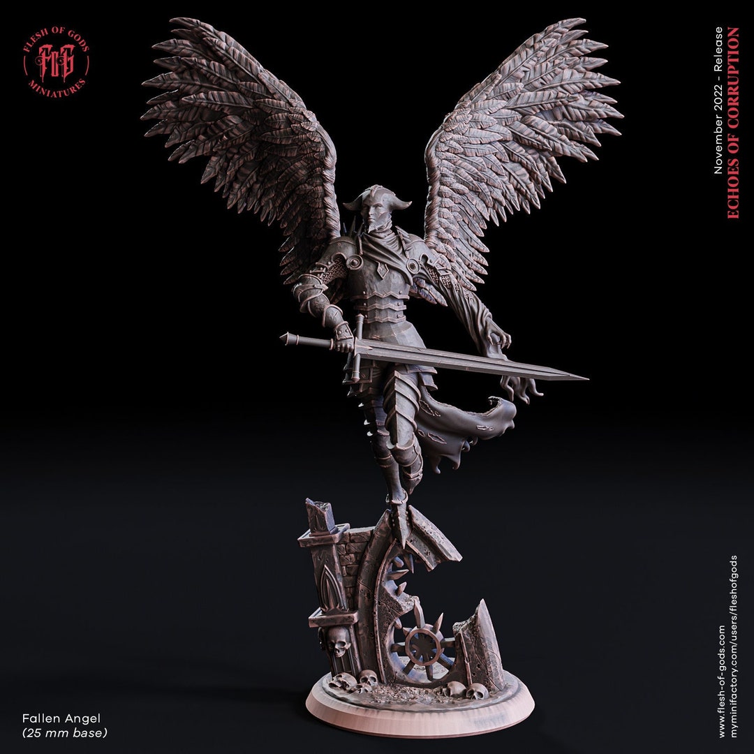Dnd Fallen Angel Miniature Demonic Angel Figurine | 32mm Scale & Bust ...