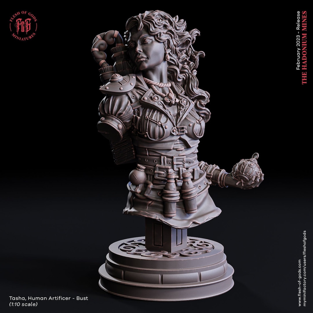 Female Human Artificer Bust Display Dnd Miniature Dungeons and Dragons ...