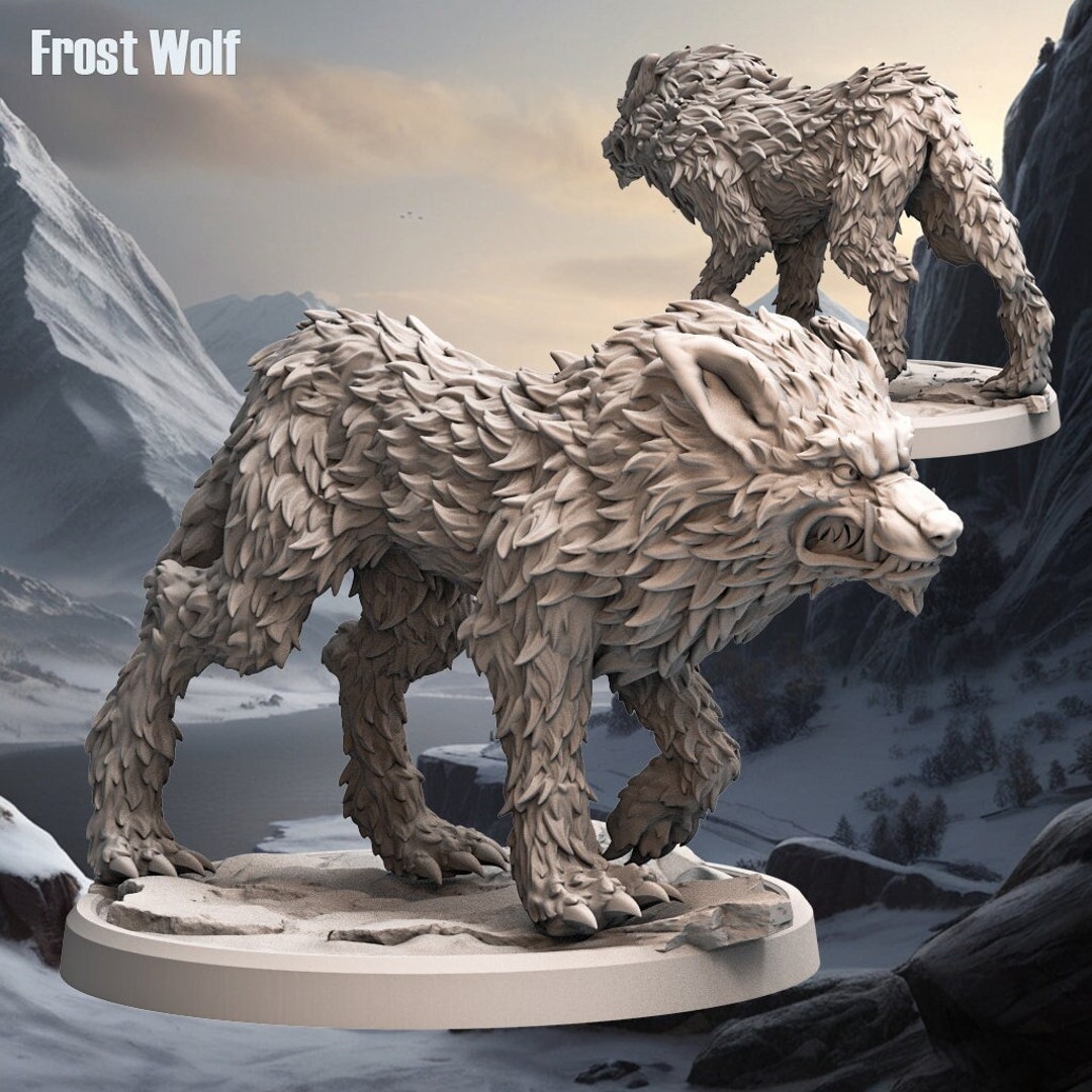 Dnd Frost Wolf Miniature Monster Miniature | 32mm Scale Tabletop Gaming ...