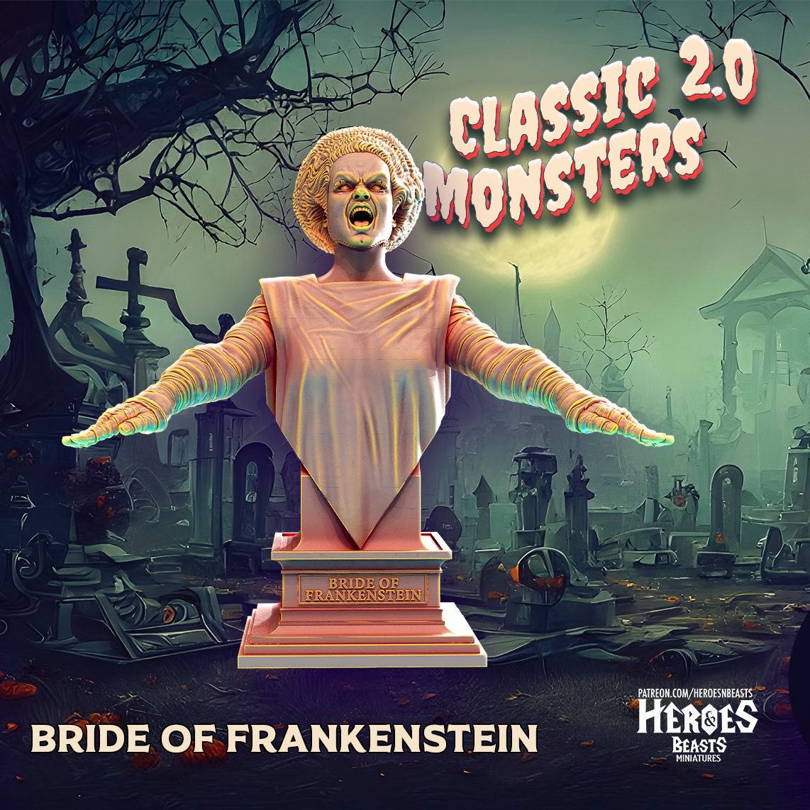 Bride of Frankenstein Miniature | Classic Monsters | 32mm 75mm 150mm ...