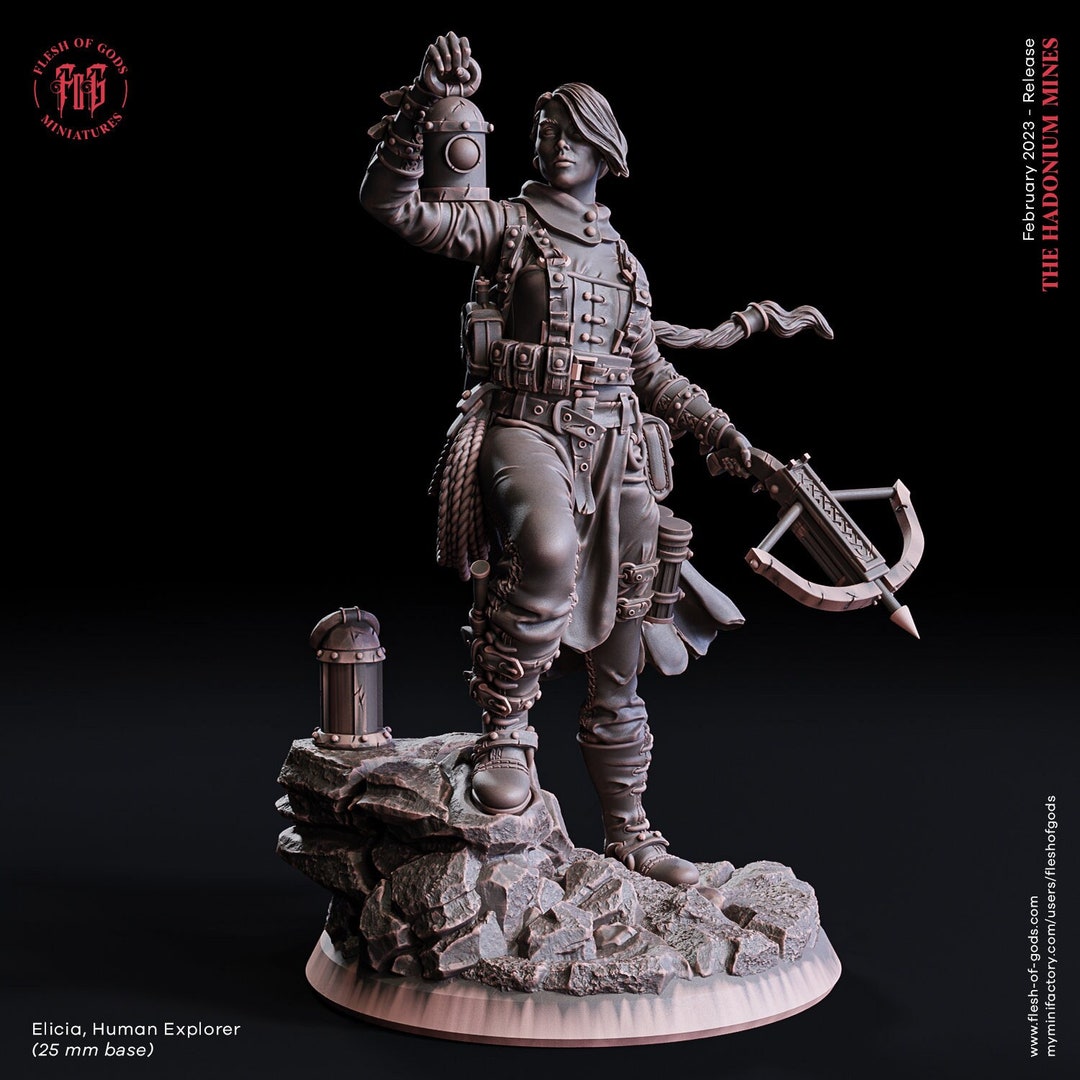Female Human Explorer Miniature | 32mm Scale 75mm Scale Bust Dnd ...