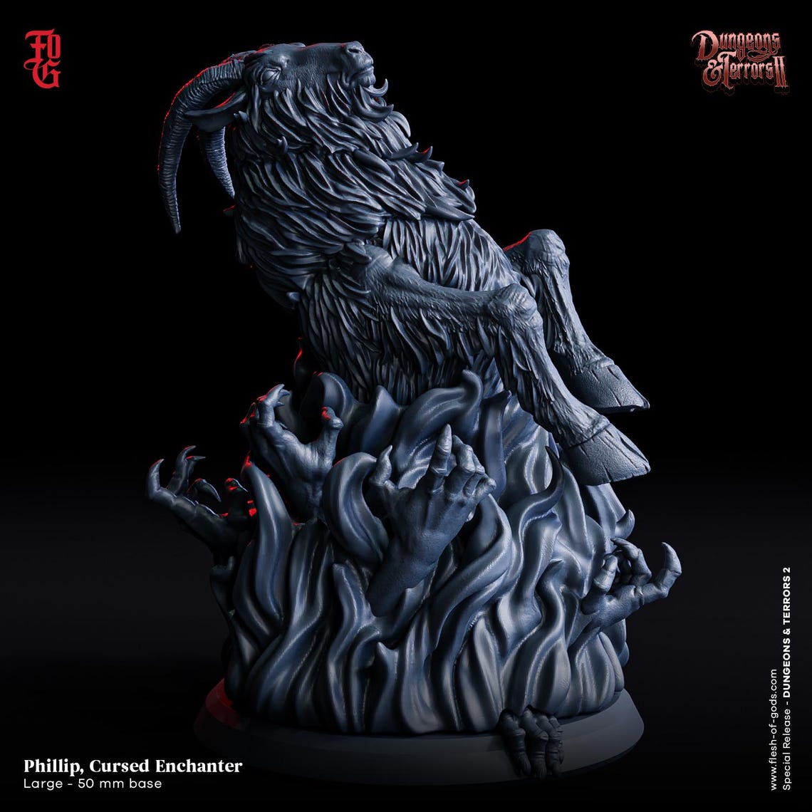 Cursed Enchanter Miniature Large Fiend Goat Figurine | 50mm Base 32mm ...