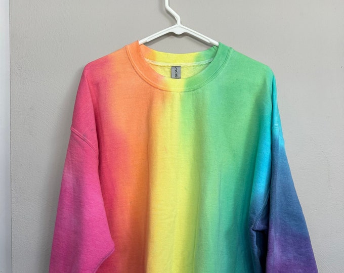 Rainbow Tie Dye Sweatshirt, Vertical Drip Dye Sweatshirt, Modern Tie ...