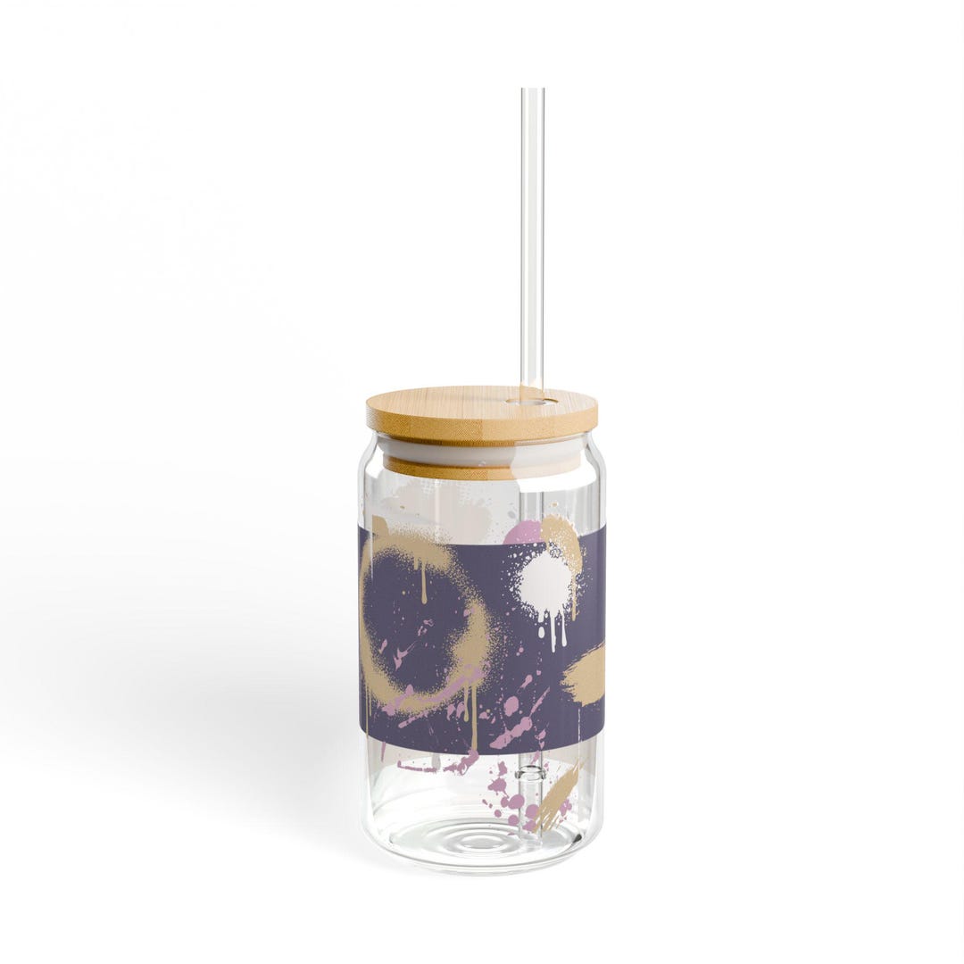 Retro Aesthetic Y2K Sipper Glass, Grafiti Neutral Drinkware, Eco ...