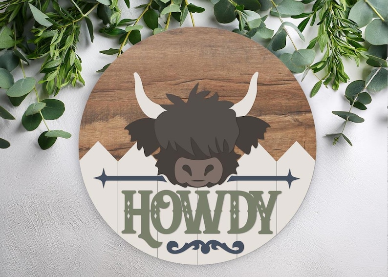 DIY Highland Cow Door Hanger Kit – Farmhouse Howdy Sign - Etsy