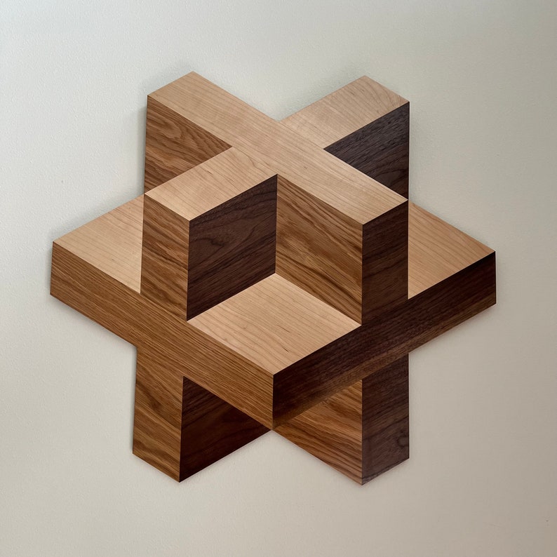 Geometric Wood Wall Art Handmade Natural Exotic Hardwood 3D Cross ...