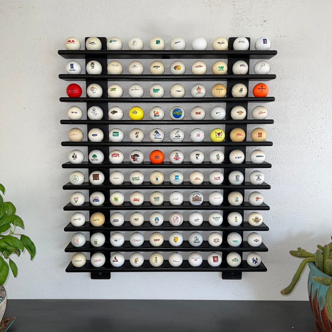 Golf Ball Display Rack Holds 110 Balls, Handmade, Golf Ball Shelf Wall ...