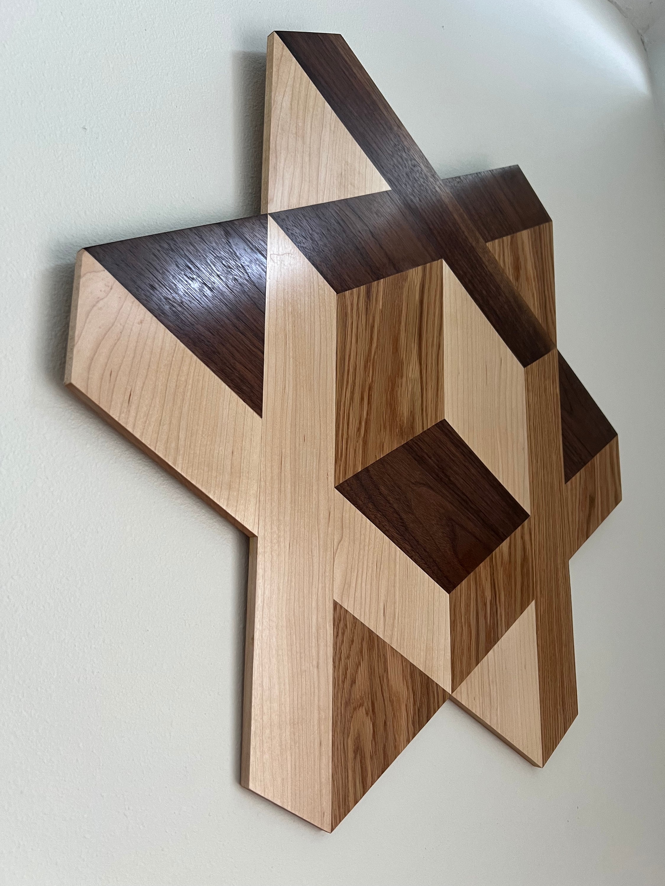 Geometric Wood Wall Art Handmade Natural Exotic Hardwood 3D Cross ...