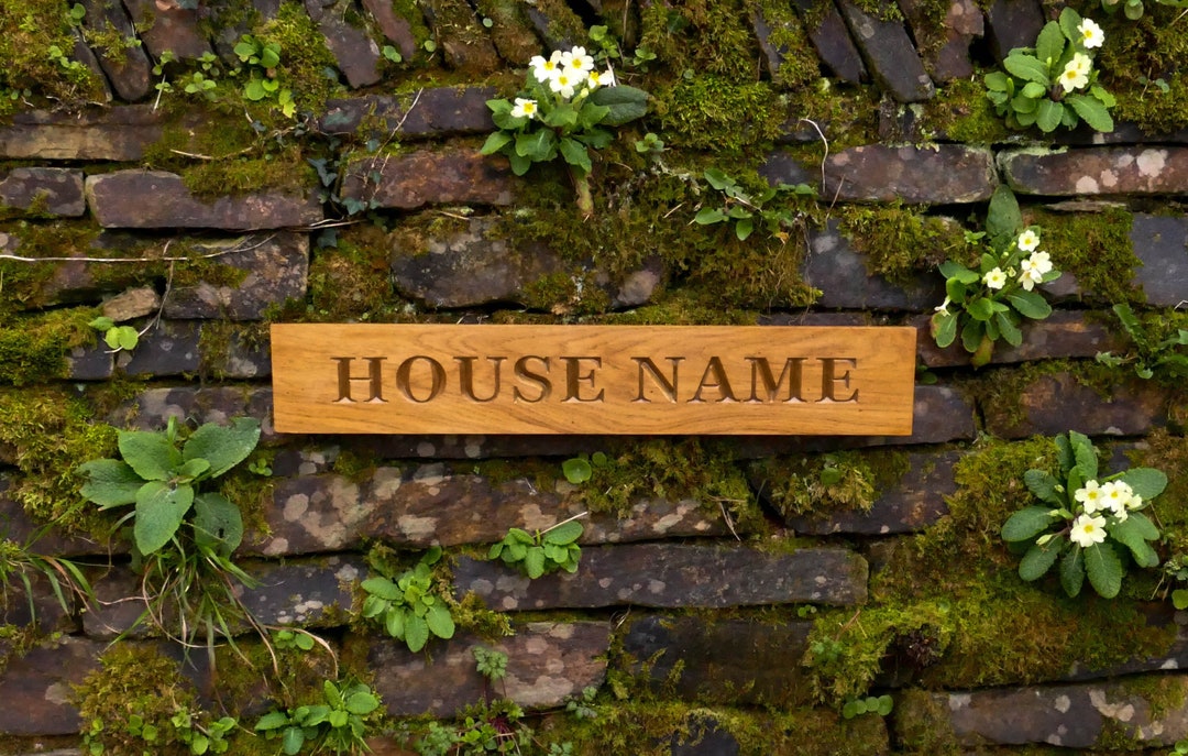 Solid Oak Custom Engraved House Sign - Etsy