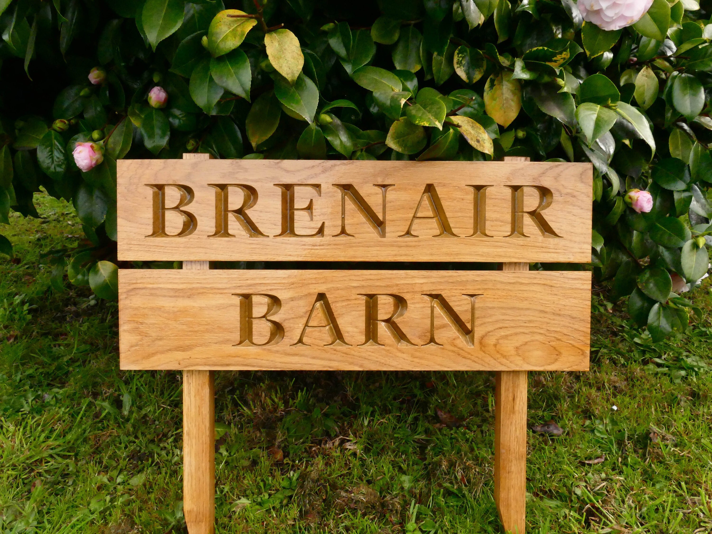 Double Slatted Solid Oak Custom Engraved House Sign - Etsy