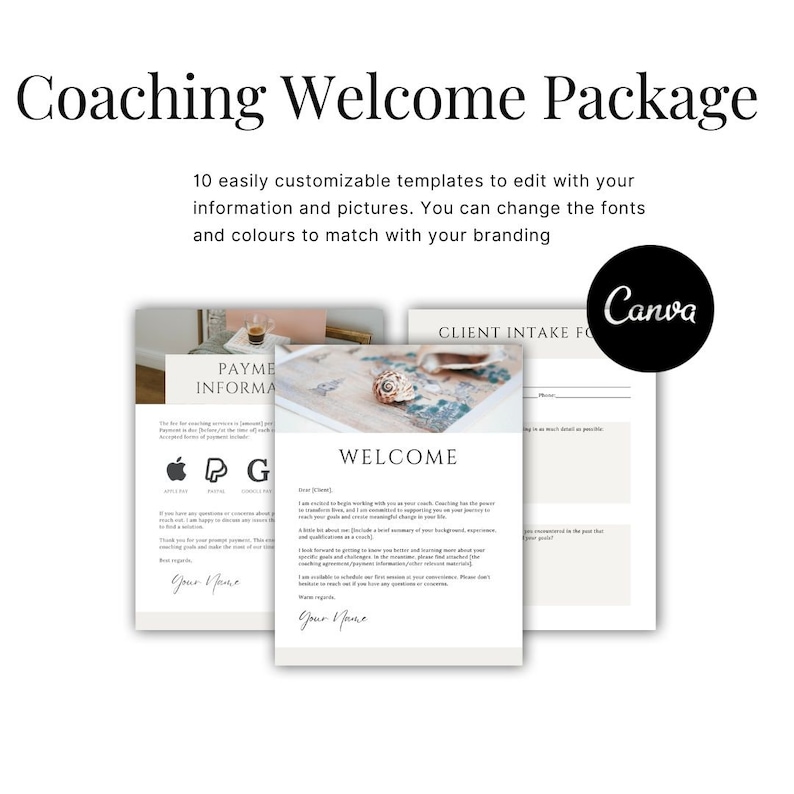 Coaching Welcome Package Template, Life Coaching Template, Business ...