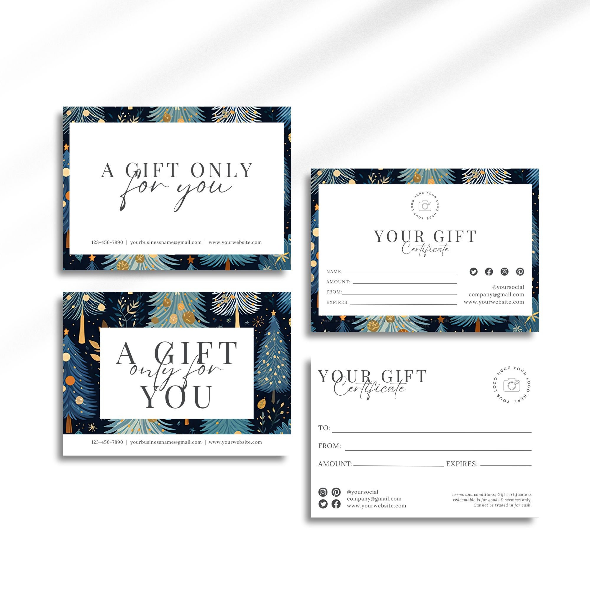 Editable Holiday Gift Certificate Template Bundle | Printable Gift ...