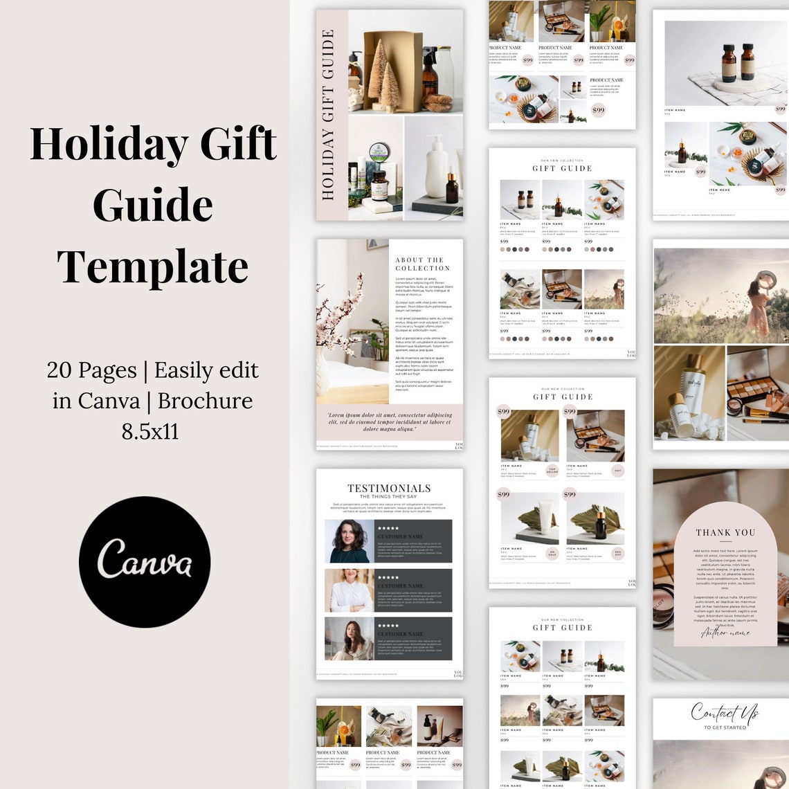 Editable Gift Guide Template | Holiday Gift Guide | Neutral ...