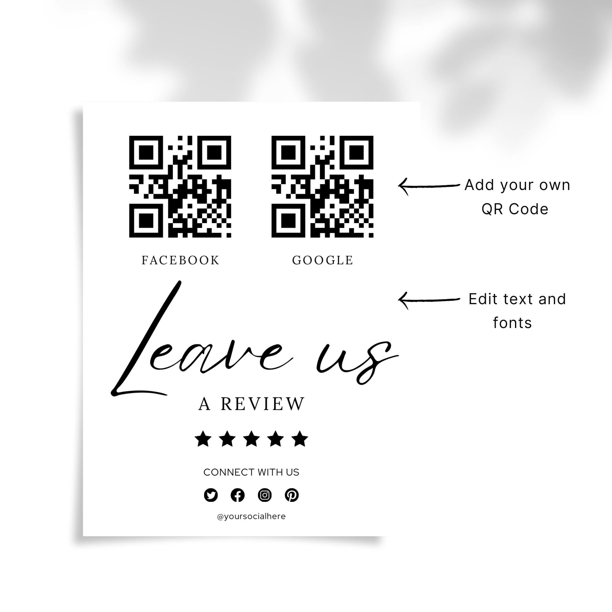 Leave A Review Sign Template | QR Code | Canva Templates | Editable ...