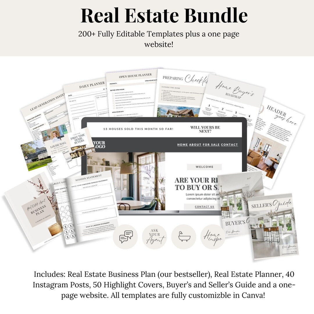 Editable Real Estate Bundle Canva | Realtor Marketing | Real Estate ...