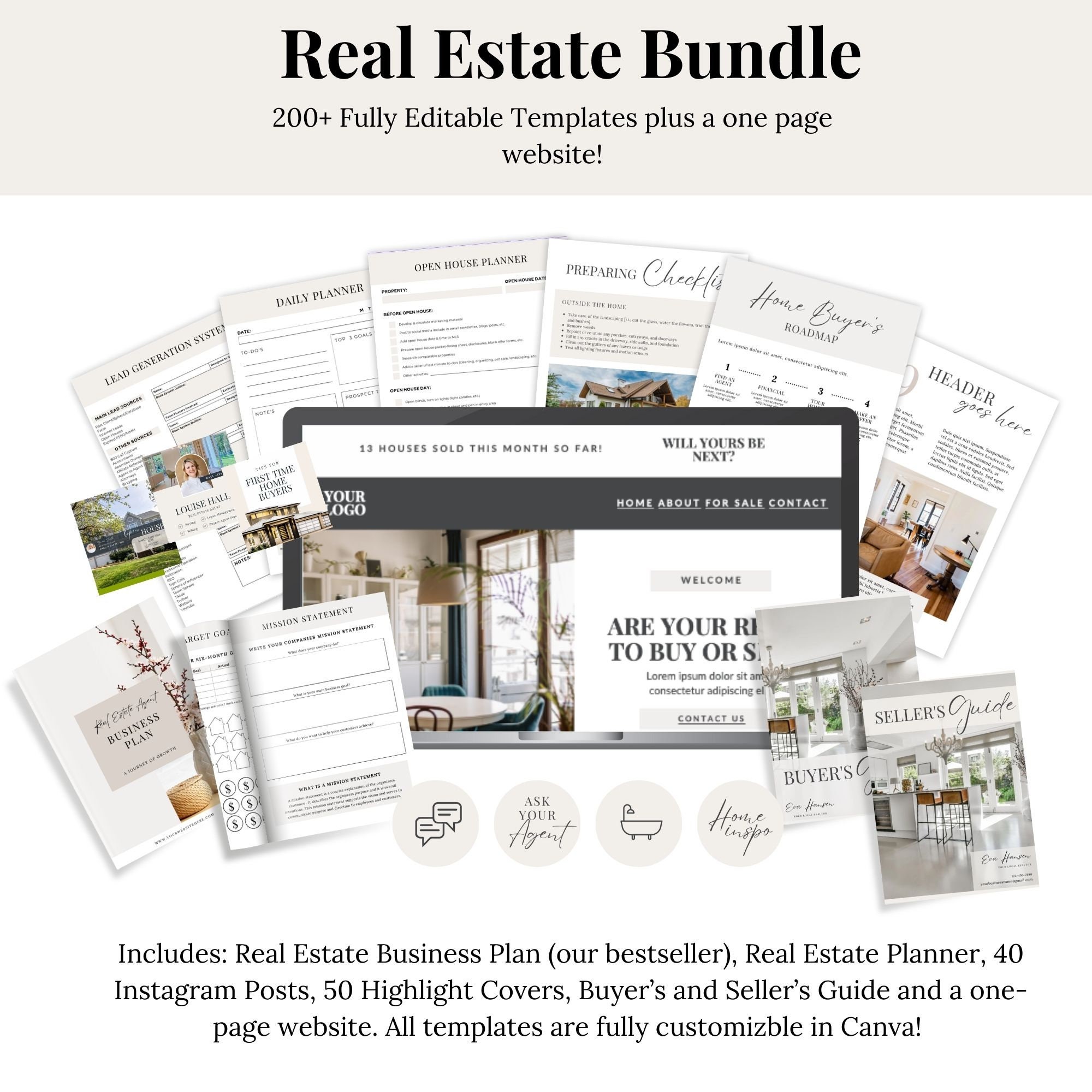 Editable Real Estate Bundle Canva | Realtor Marketing | Real Estate ...