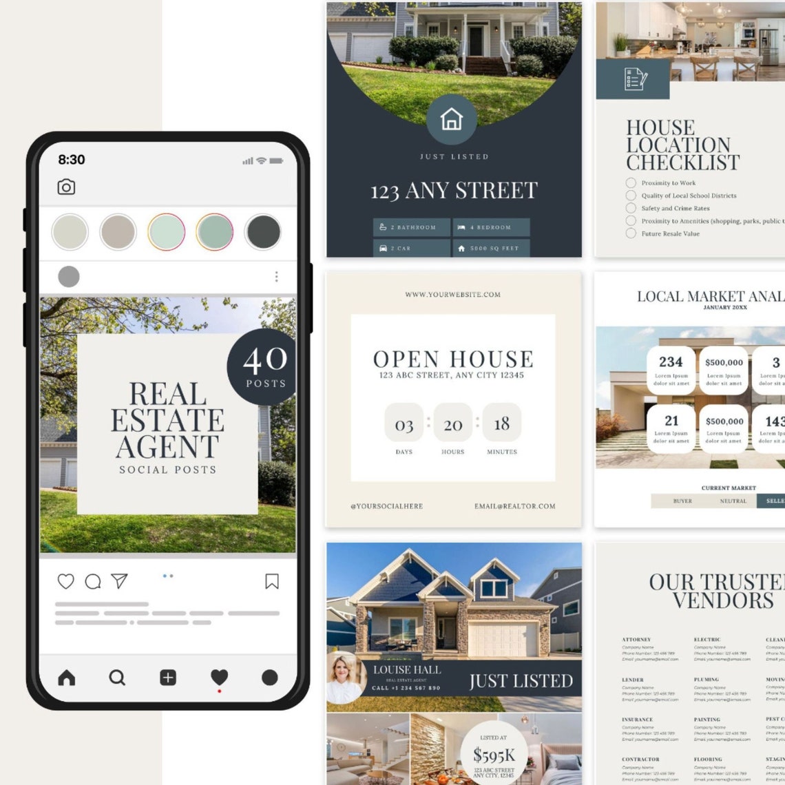Editable Real Estate Bundle Canva Realtor Marketing Real Estate ...