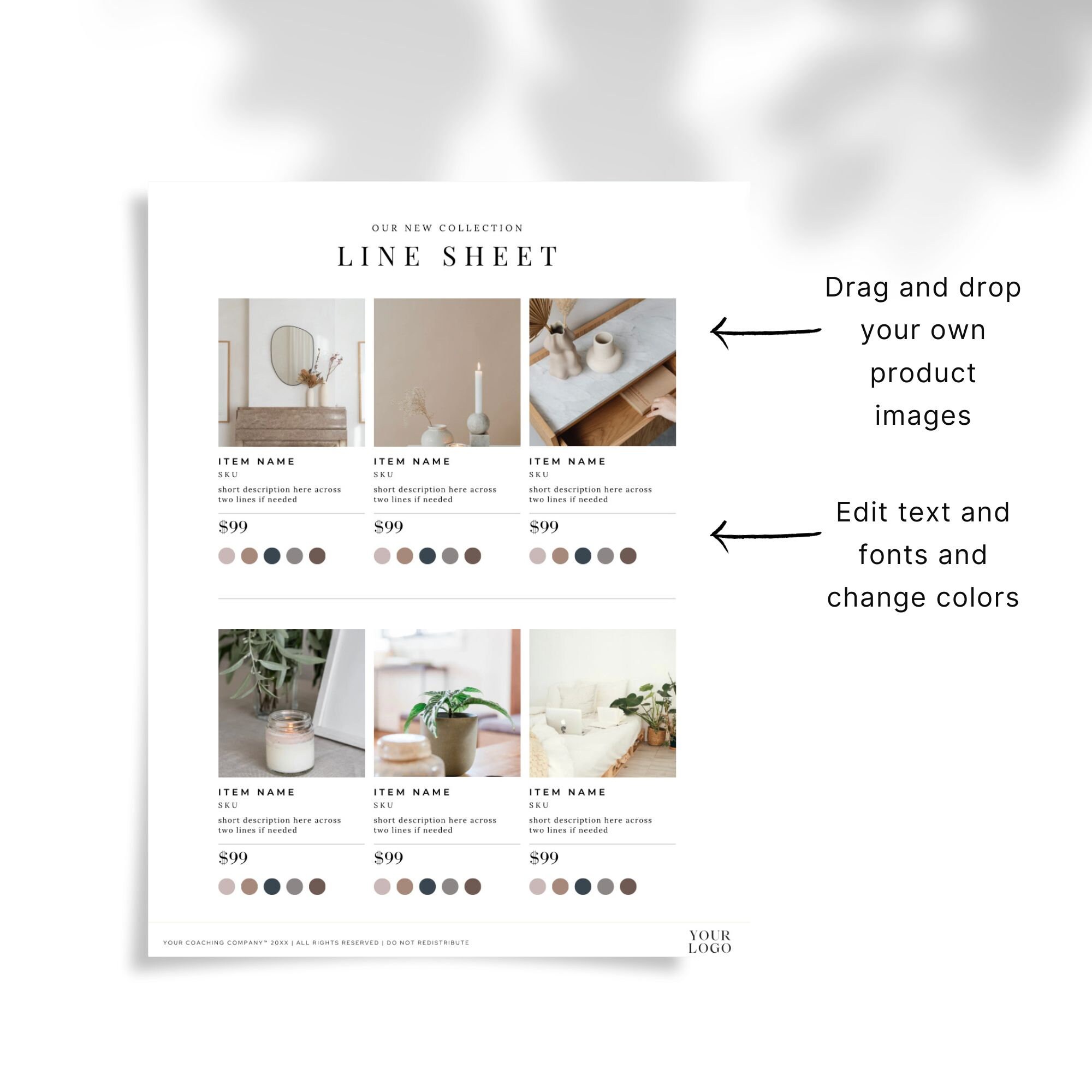 Wholesale Line Sheet Template | Wholesale Catalog | Pricing Book ...