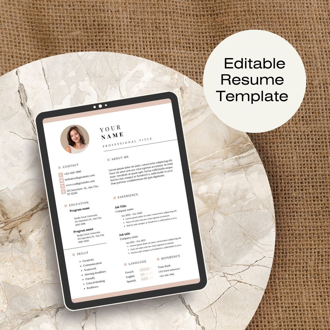 Editable Resume Template Professional Modern Resume Template - Etsy