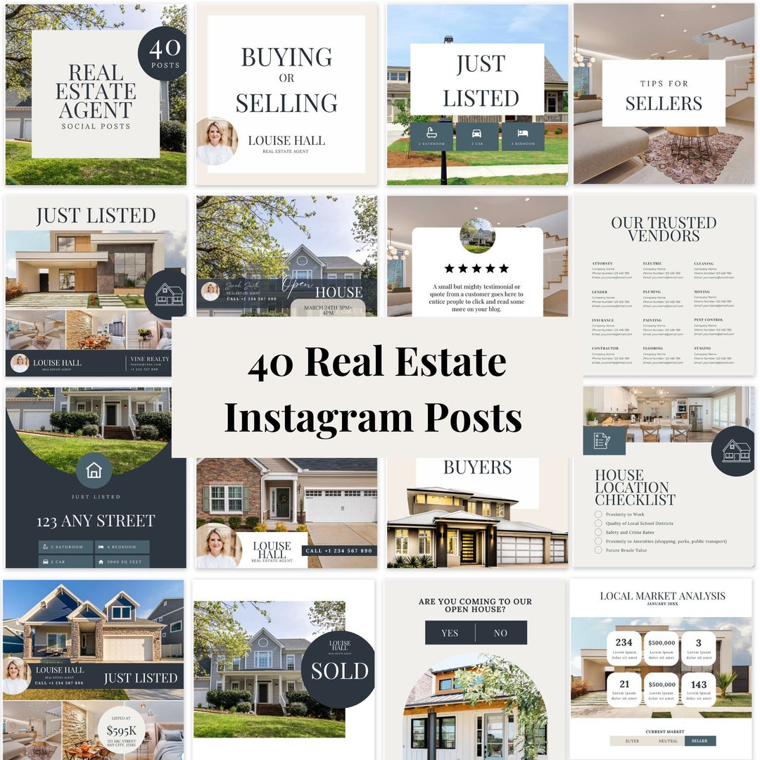 Realtor Instagram Posts | Real Estate Social Posts | Canva Templates ...