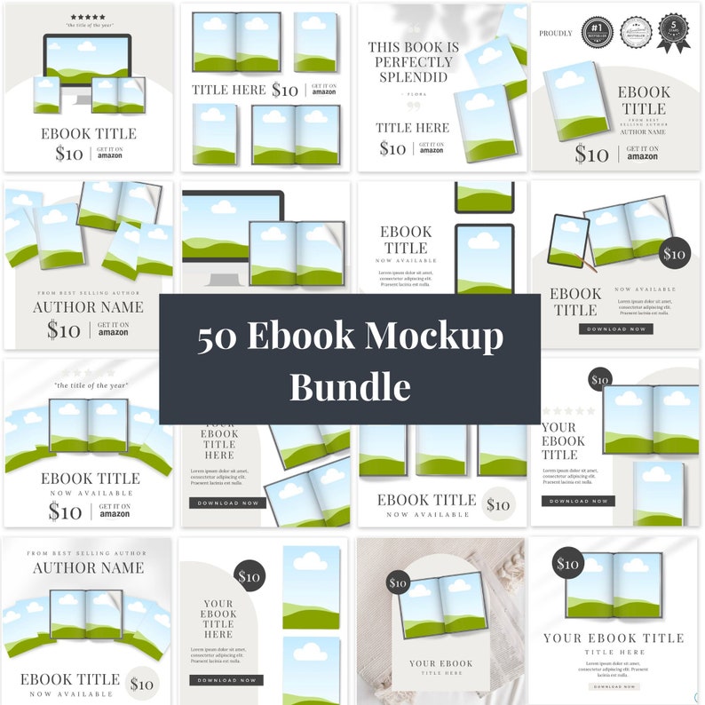 50 Ebook Mockup | Promotional Posts | Ebook Template | Magazine Mockup ...