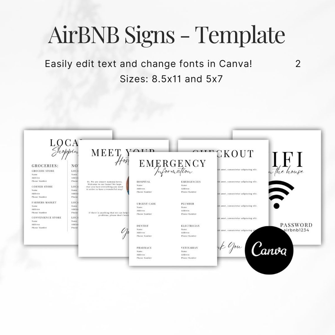 Airbnb Welcome Sign Bundle | Air BNB Sign Canva Template | Vacation ...