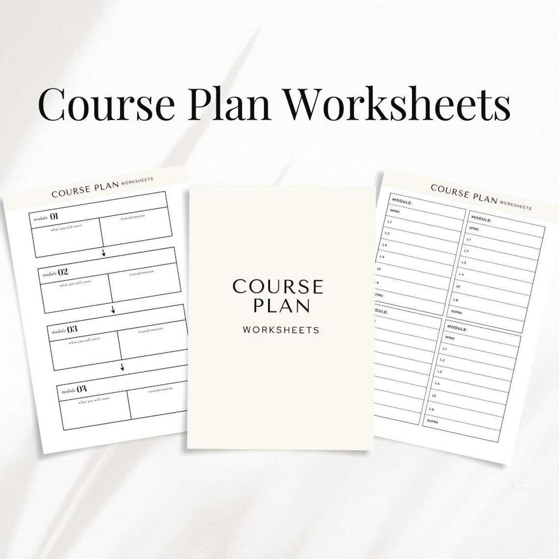 Course Plan Worksheets, Course Creation, Course Creator, Lesson Plan ...
