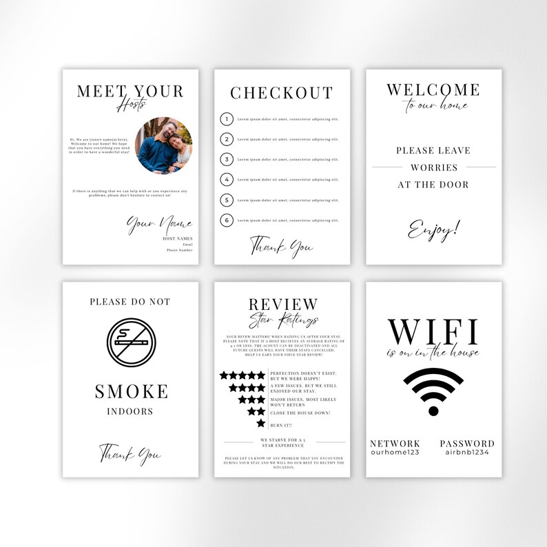 Airbnb Welcome Sign Bundle | Air BNB Sign Canva Template | Vacation ...