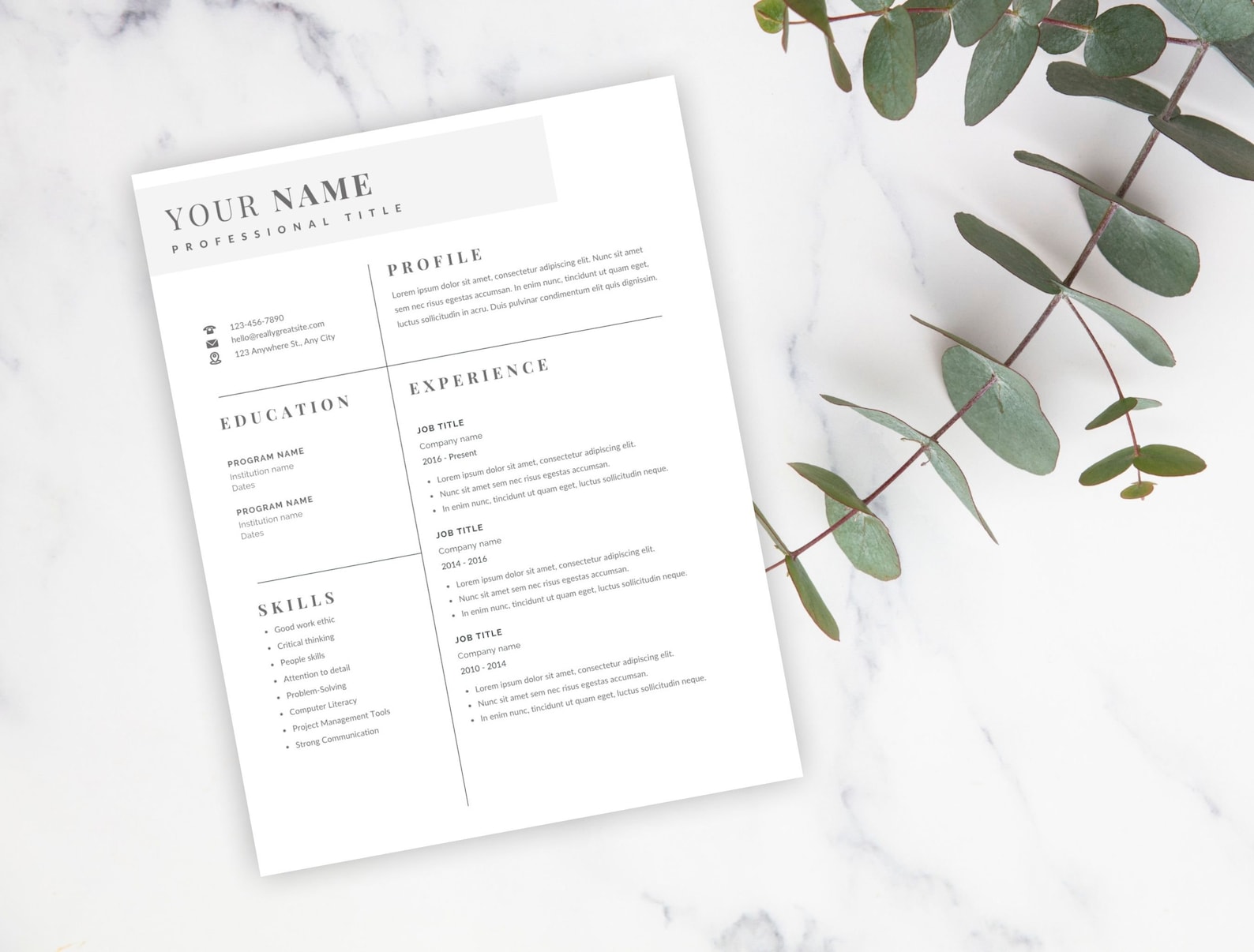 Editable Resume Template Professional Modern Resume Template Creative ...