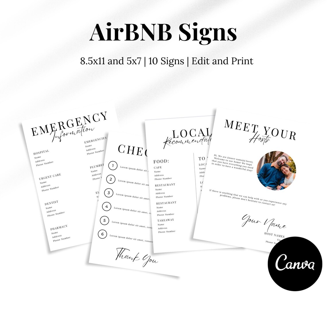 Airbnb Welcome Sign Bundle | Air BNB Sign Canva Template | Vacation ...