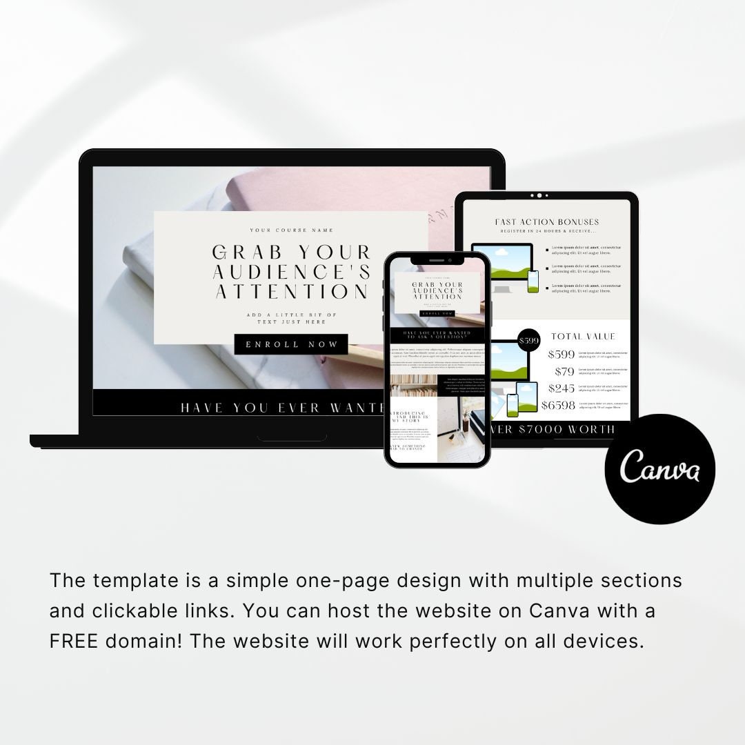 Sales Page Canva Template Editable Sales Page Course - Etsy