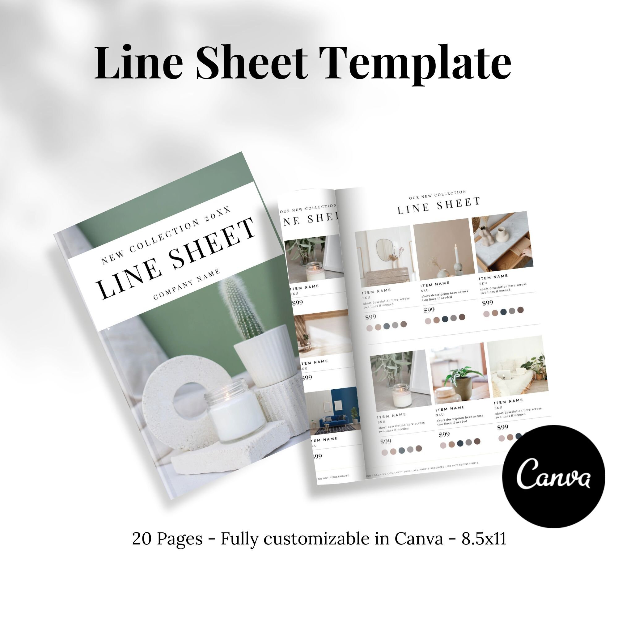 Wholesale Line Sheet Template | Wholesale Catalog | Pricing Book ...
