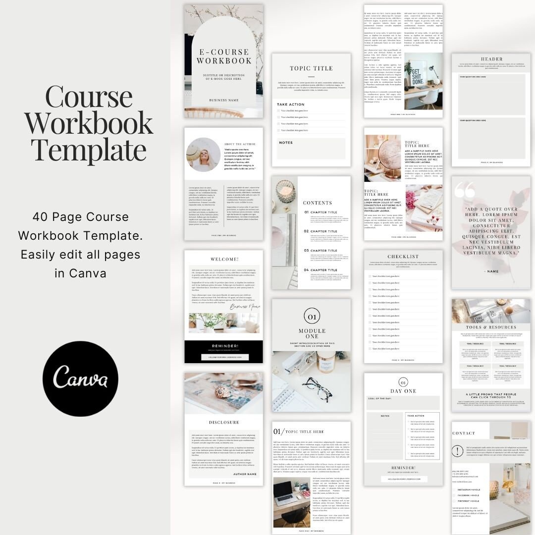 Editable Workbook Template | Course Creator Template | Canva Online ...