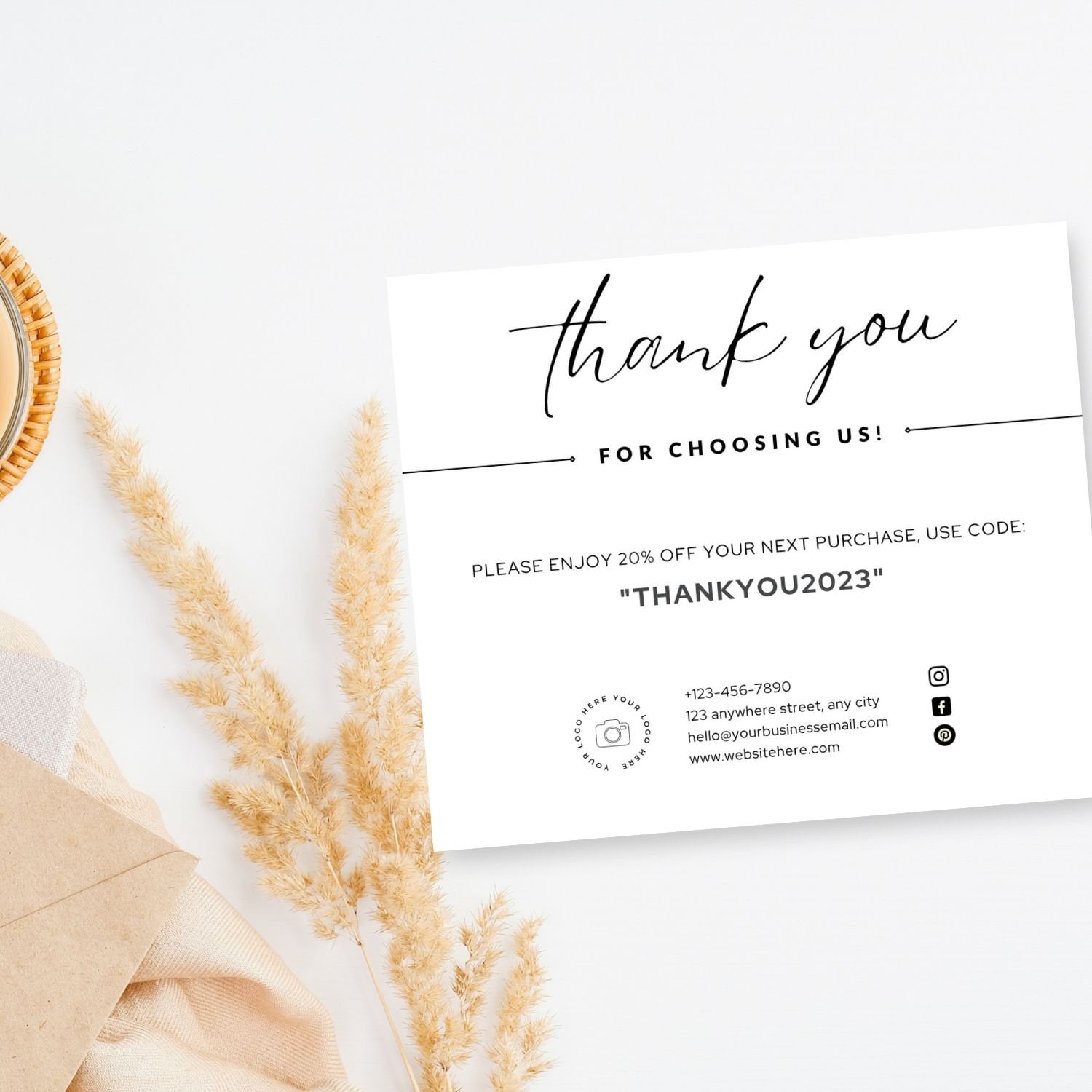 Editable Business Thank You Card Printable Customer Cards - Etsy