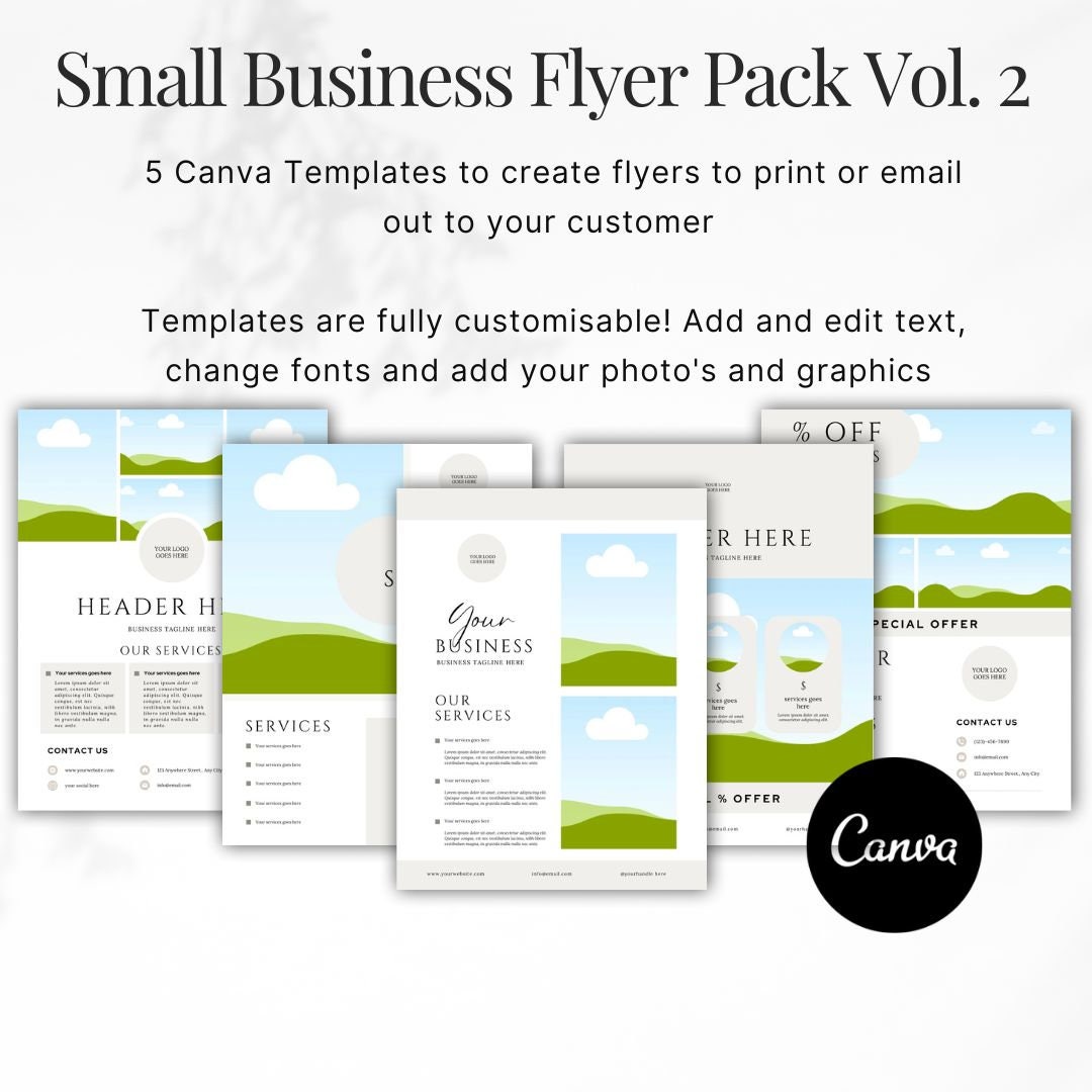 Small Business Flyers Pack Vol. 2, Marketing Flyer, Canva Template ...